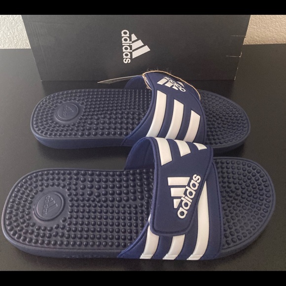 adidas | Shoes | Mens Adissage Adidas Slides Blue White Sz 2 13 | Poshmark